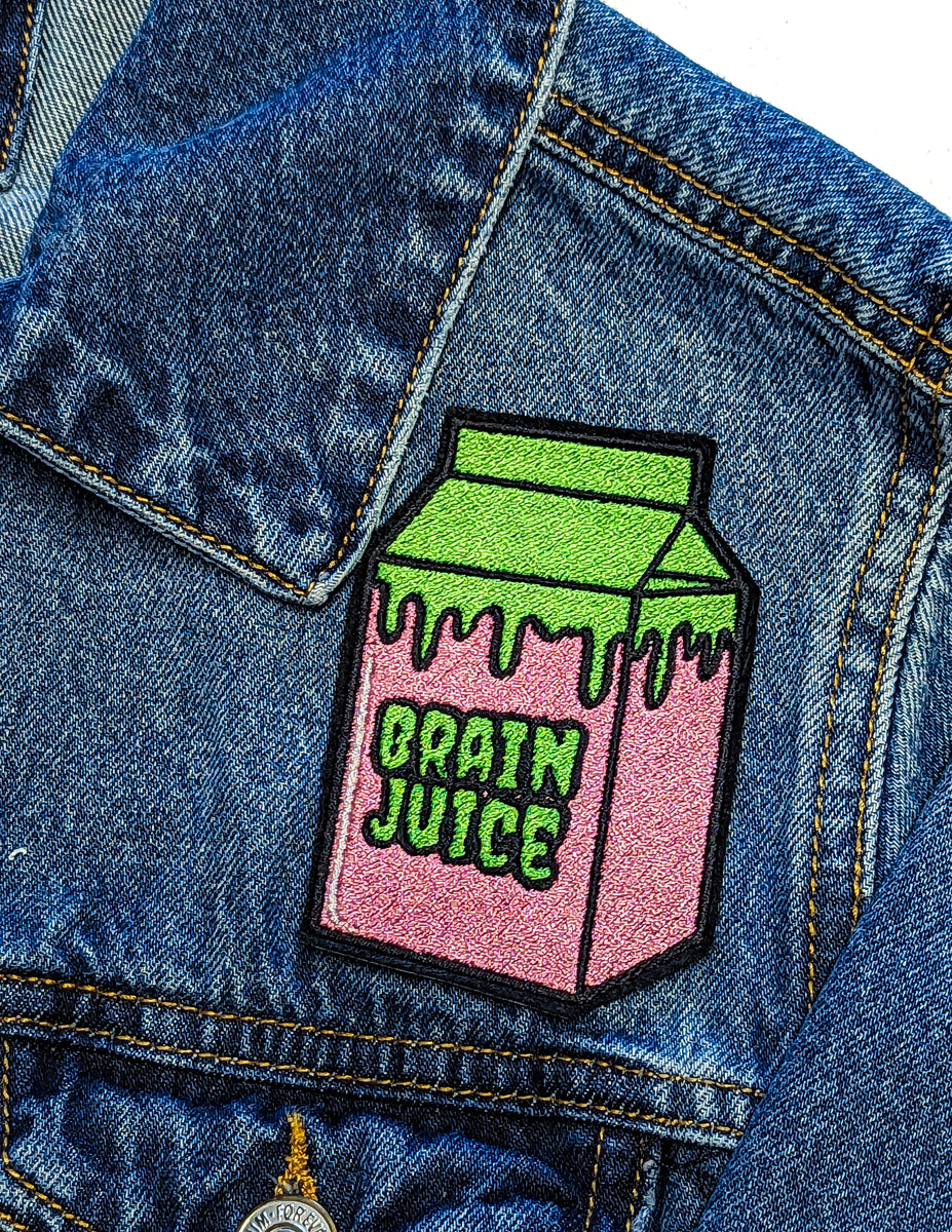 Brain Juice Drink Carton Iron On Embroidered Patch – Project Pinup
