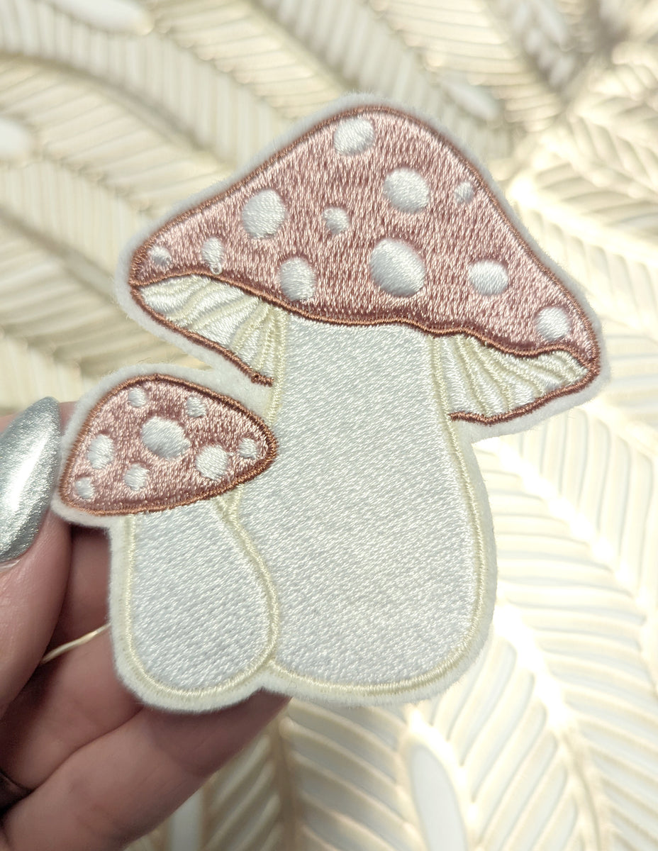 Mauve Mushrooms Embroidered Iron on Patch – Project Pinup
