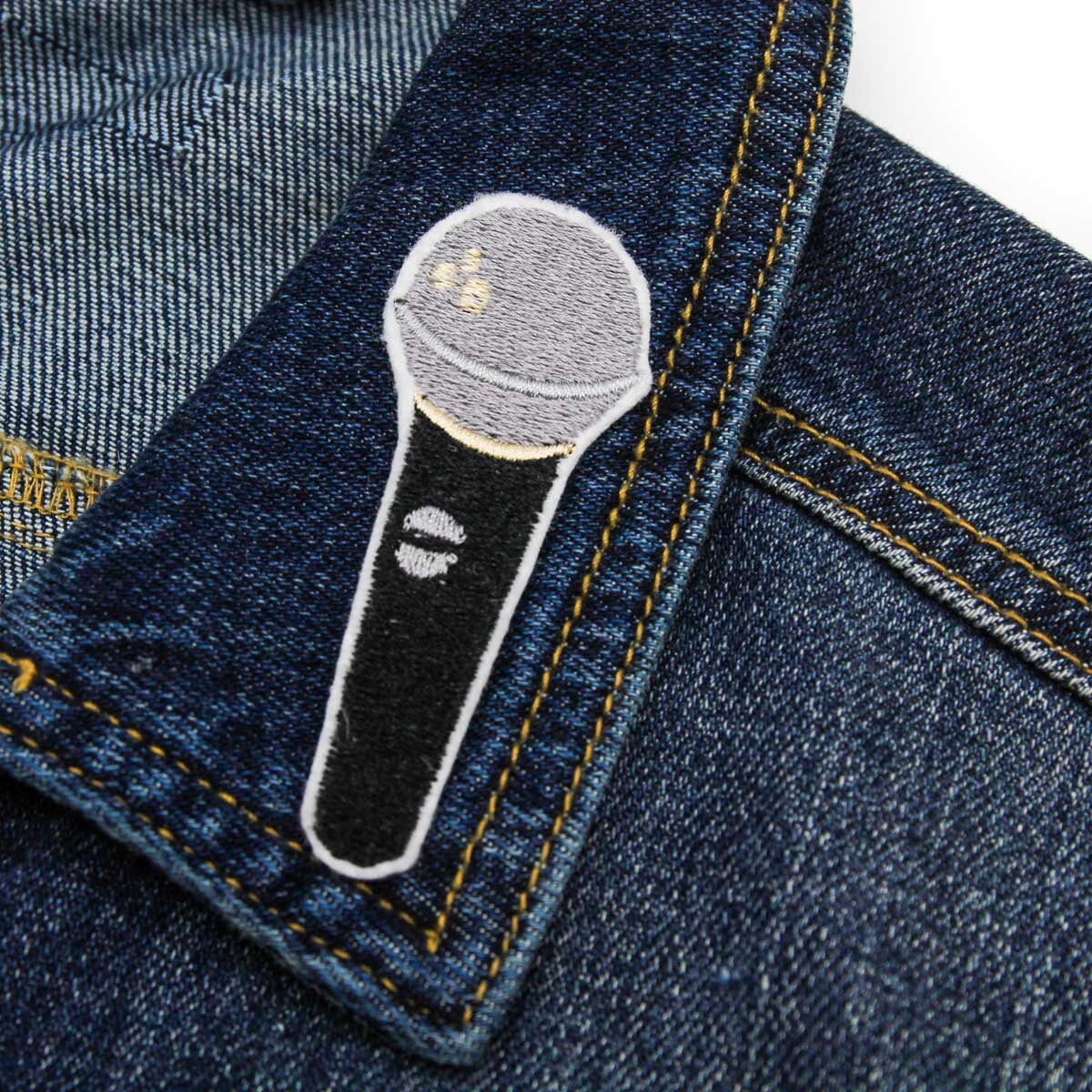Microphone Iron On Embroidered Patch – Project Pinup