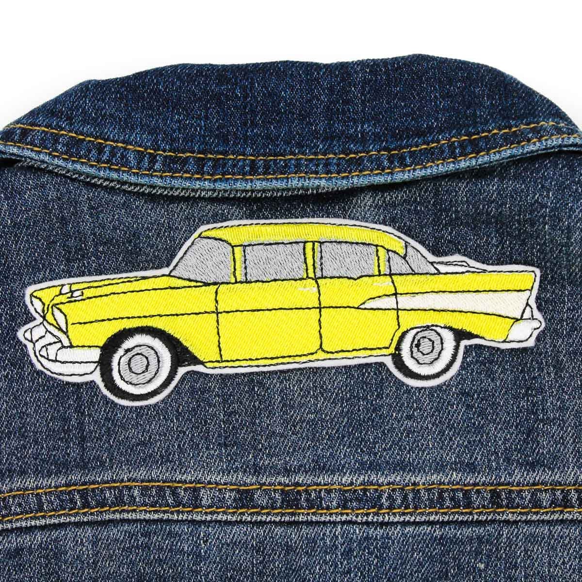 1957 Chevy Bel Air Yellow Iron On Embroidered Patch – Project Pinup