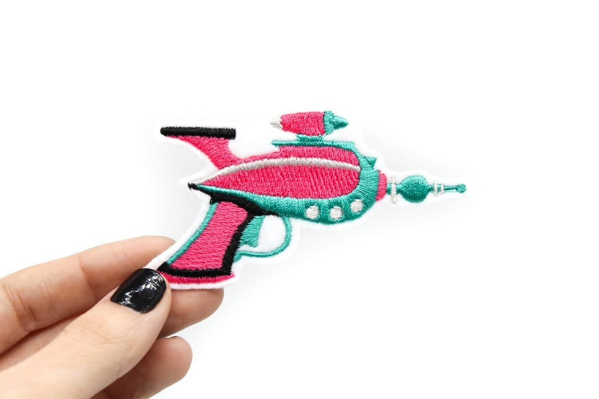 Pink Ray Gun Embroidered Iron On Patch – Project Pinup