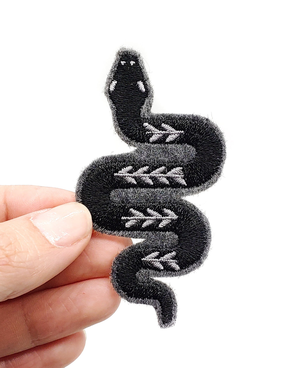 Black and Gray Snake Iron On Embroidered Patch – Project Pinup