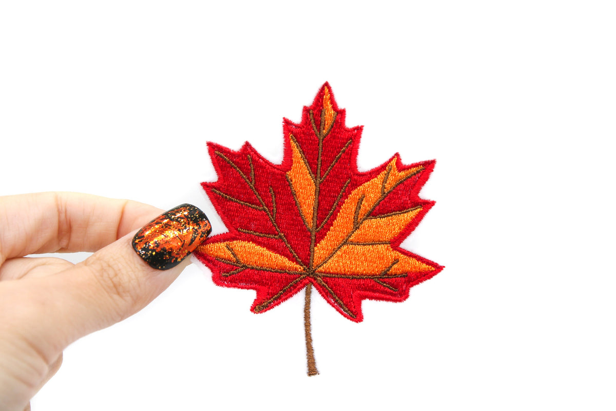 Fall Maple Leaf Embroidered Iron on Patch – Project Pinup
